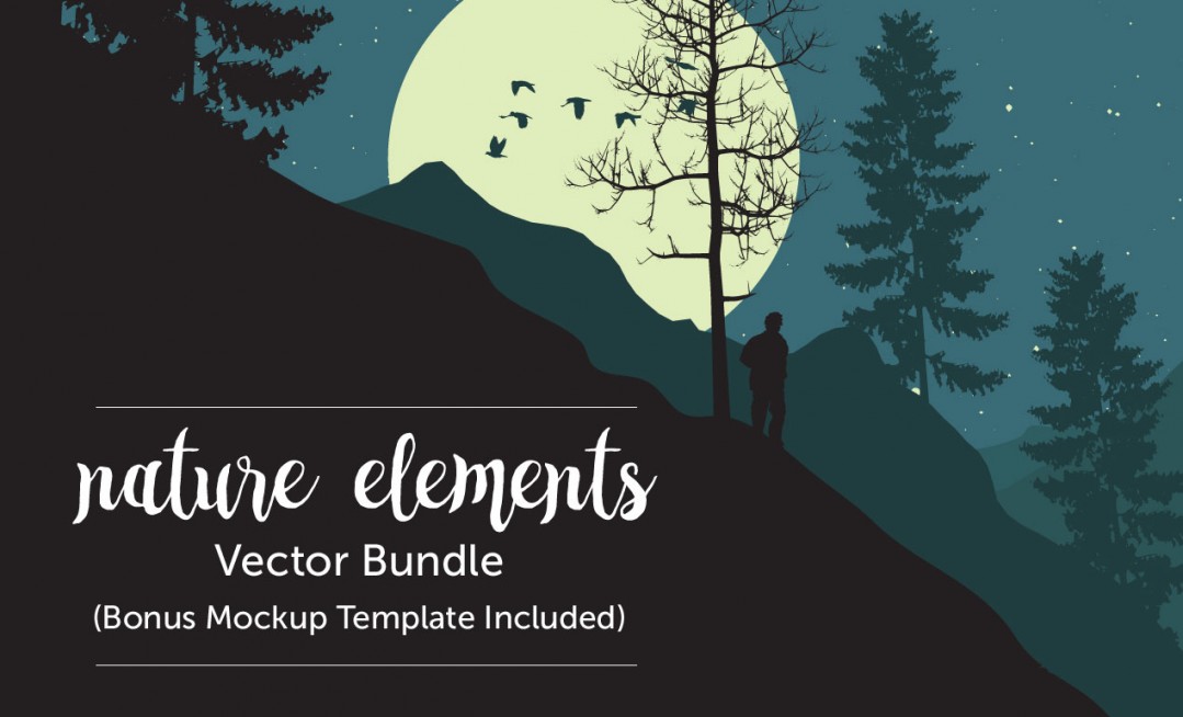 Nature Vectors Bundle (+ Bonus Mockup Template)