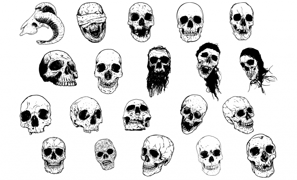Hand Illustrated Skulls Vector Pack