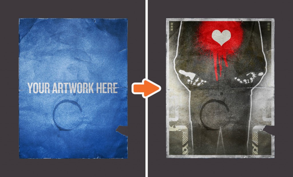 Distressed Poster Mockup Templates Pack